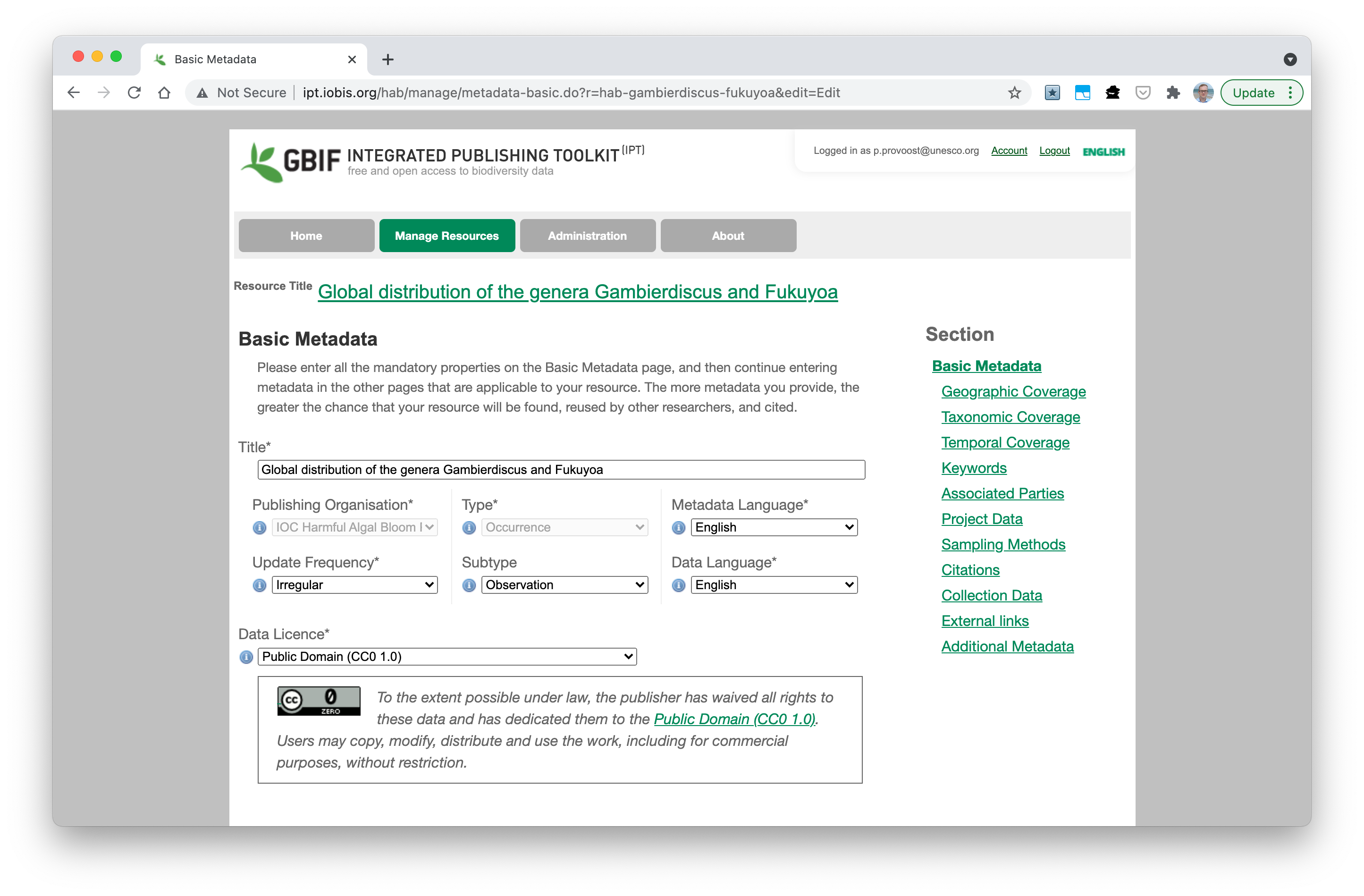 Submitting HAB occurrence data to OBIS